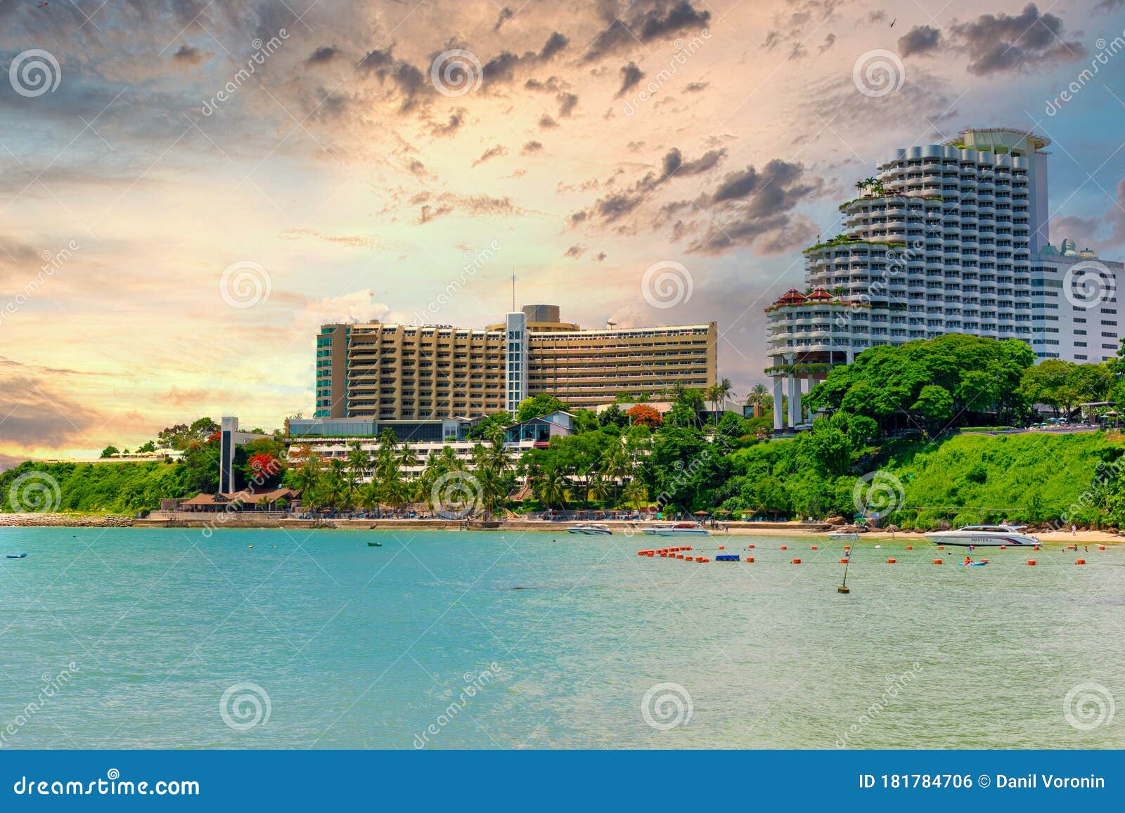 1,02,2020 Thailand Pattaya. Beaches on the Background of Hotels Stock ...