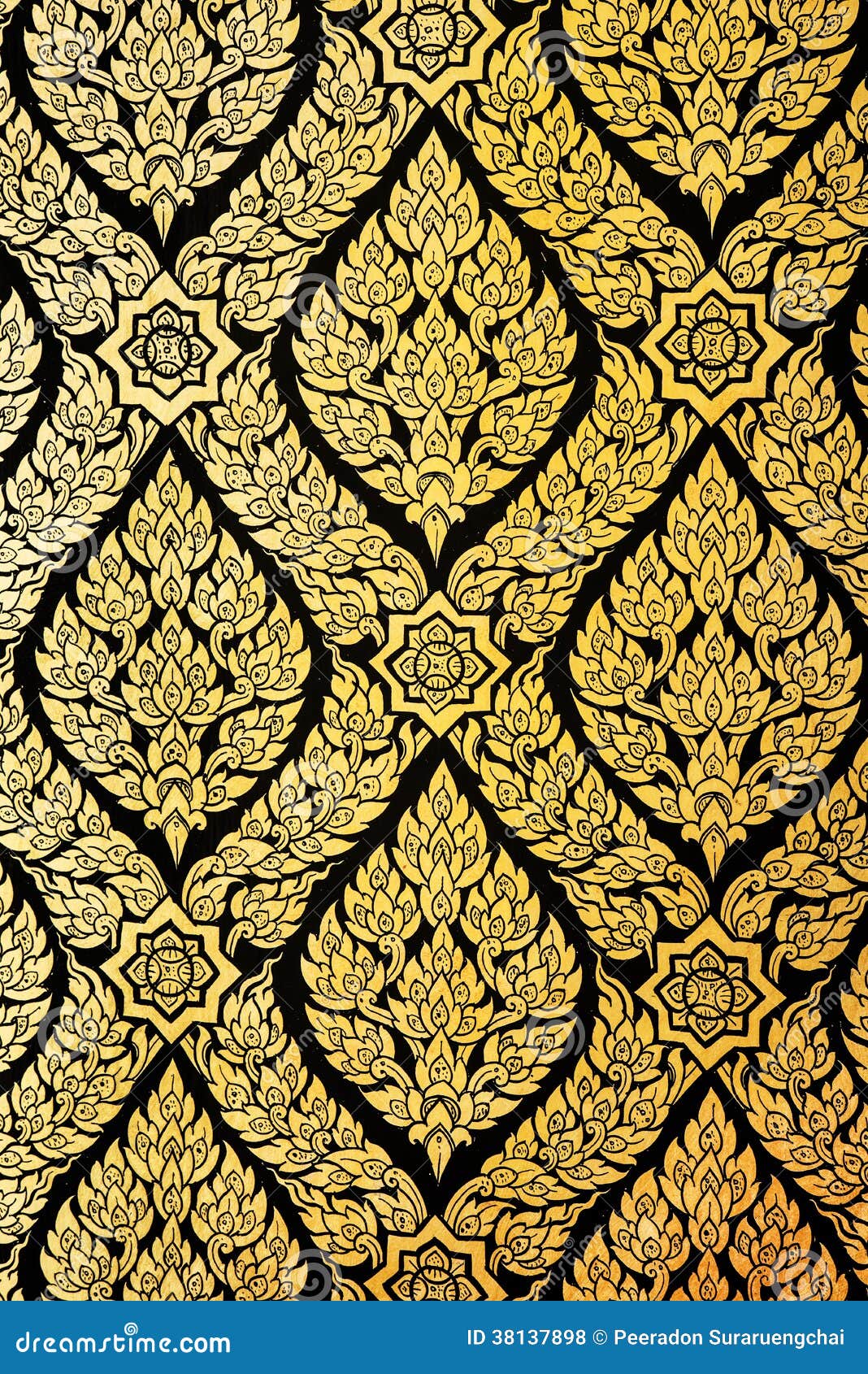 Thailand Pattern Murals on Door Buddhist Temples Stock Illustration ...