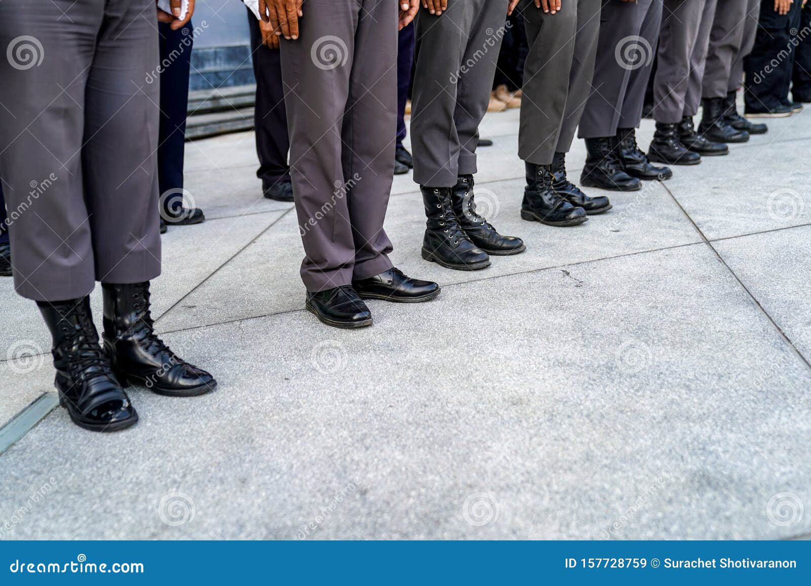 Thailand Police Combat in the Row Stock Image - Image of guard, looking ...