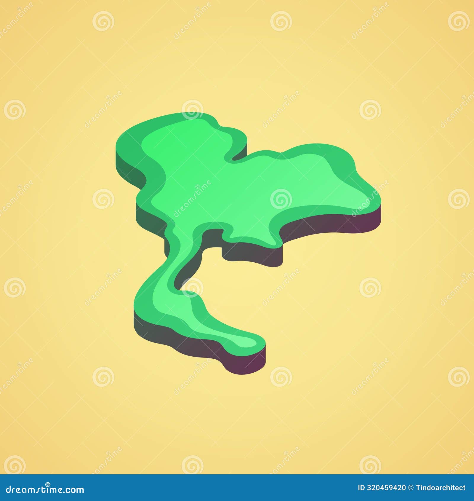 Simplified Map Of Thailand Outline, With Slightly Bent Flag Under It ...