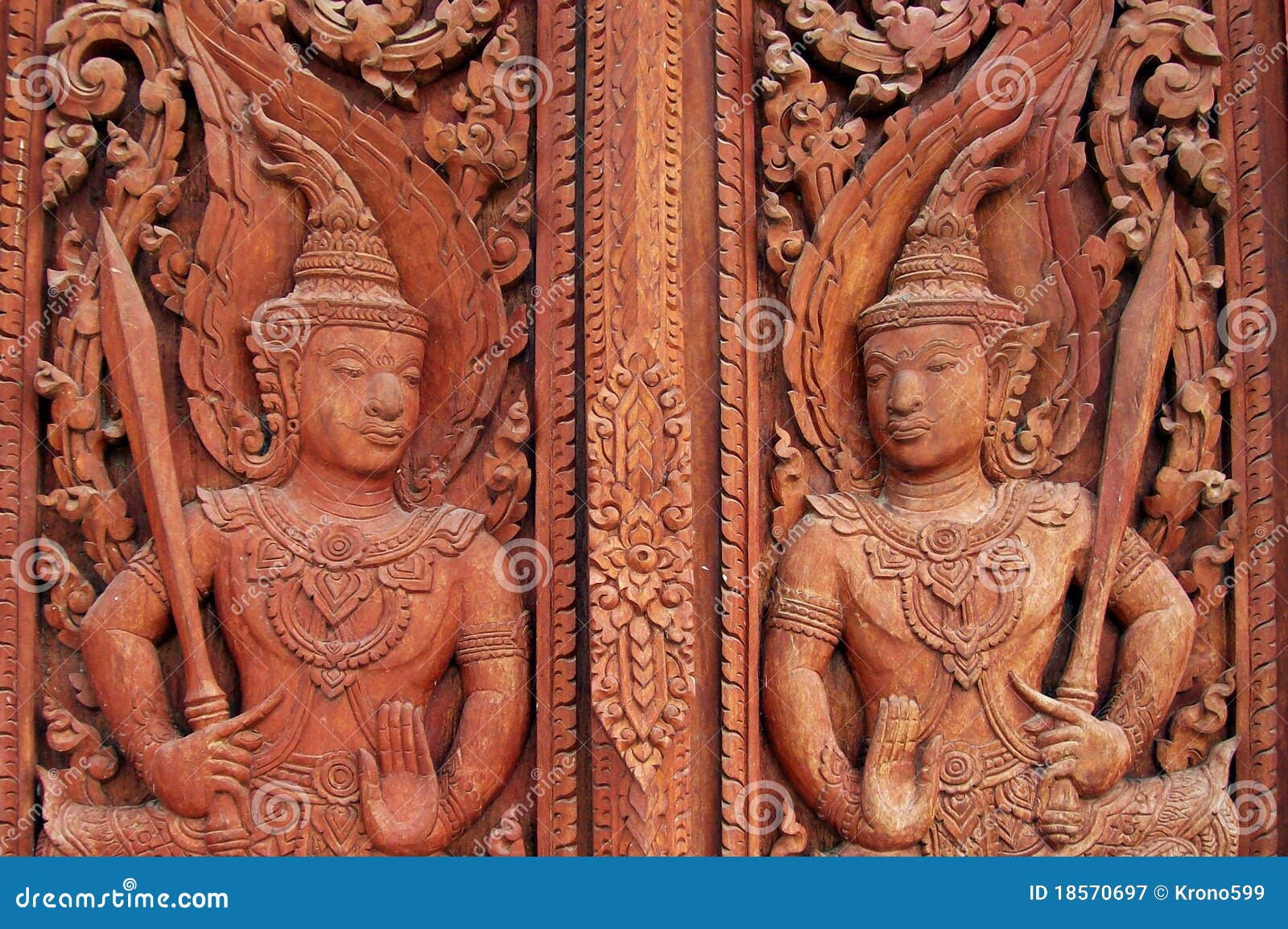 Thailand Temple Guardian Angels Stock Image - Image of asia, brown ...