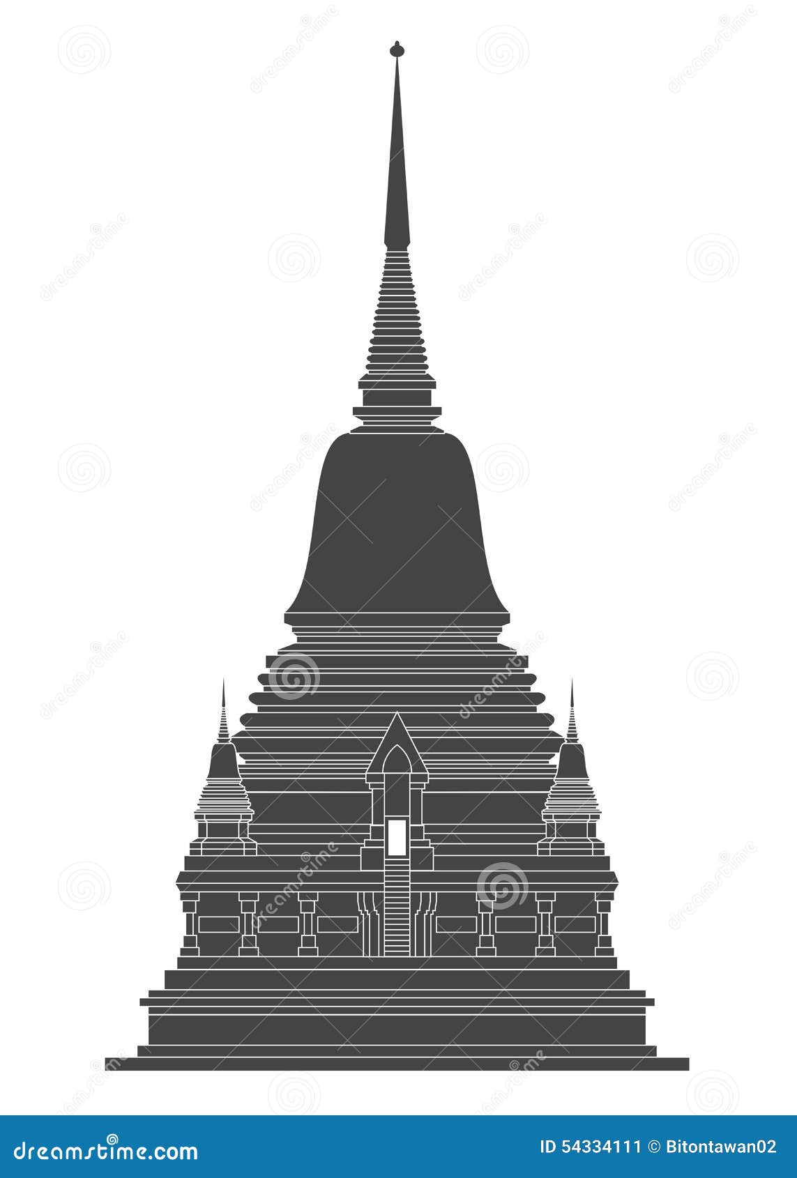 Thailand Temple vector stock vector. Illustration of palaces - 54334111