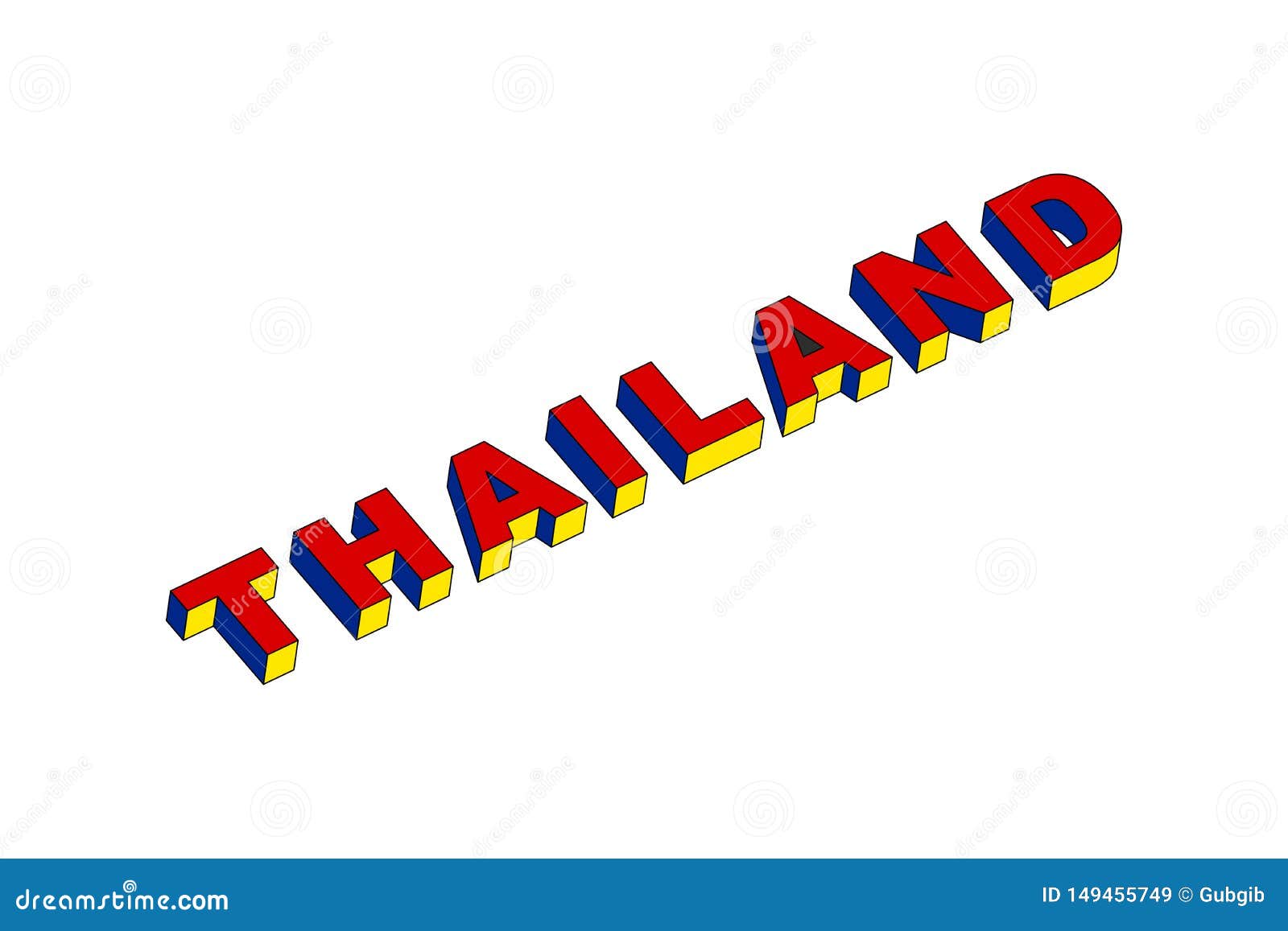 Thailand Text with 3d Isometric Effect Stock Vector - Illustration of ...