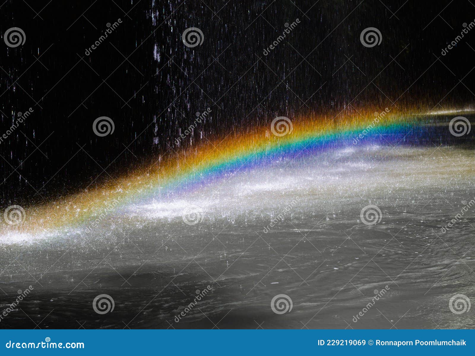 Thailand Waterfall with Rainbow on the Water Surface Stock Image ...