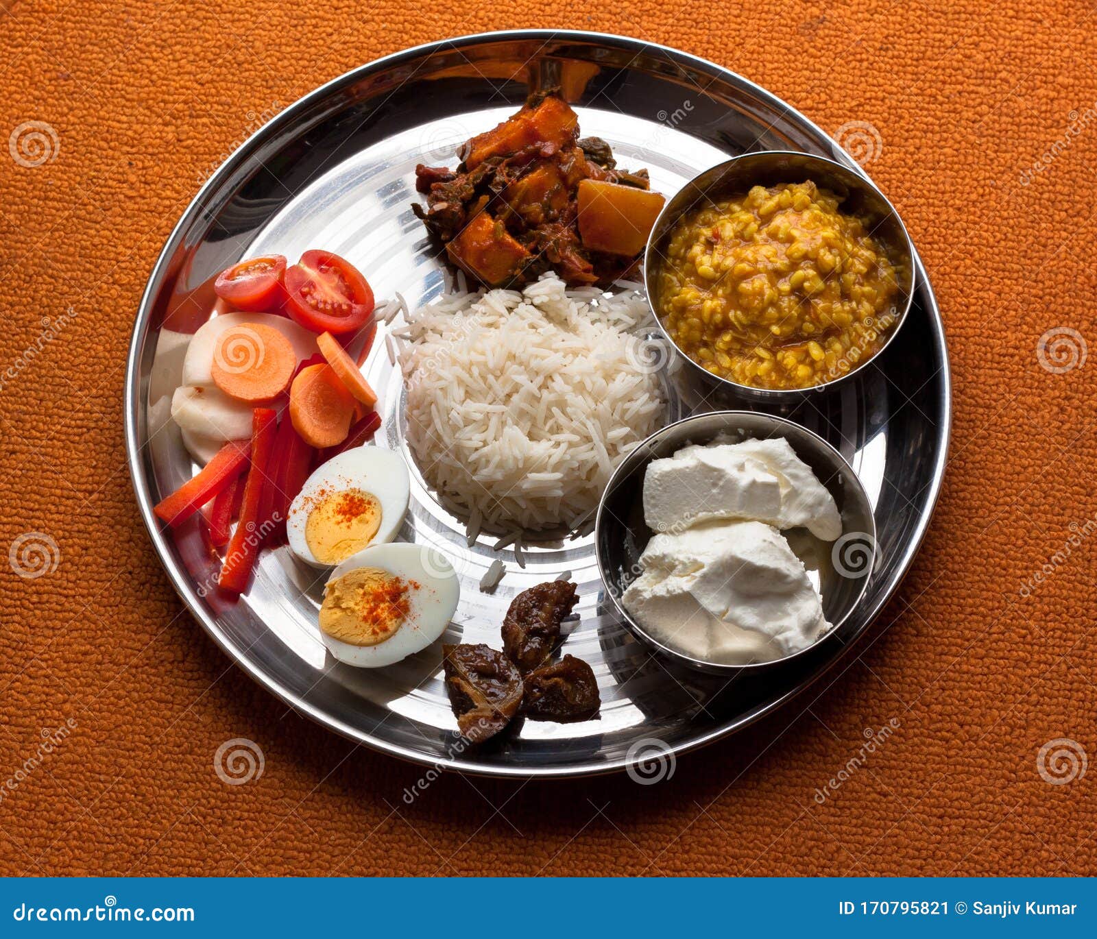 Thali the Basic Indian Meal Stock Image - Image of basic, cooked: 170795821