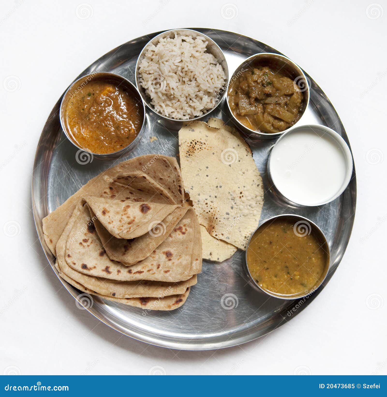 Thali Traditional Indian Meal Stock Image - Image of bowl, pappadam ...