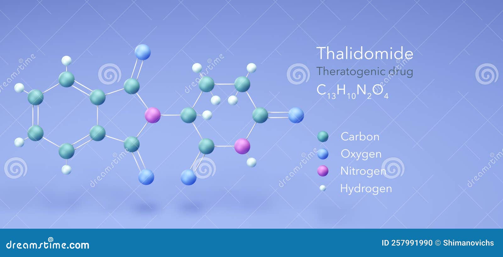 Thalidomide, Molecular Structures, Theratogenic Drug, 3d Model ...