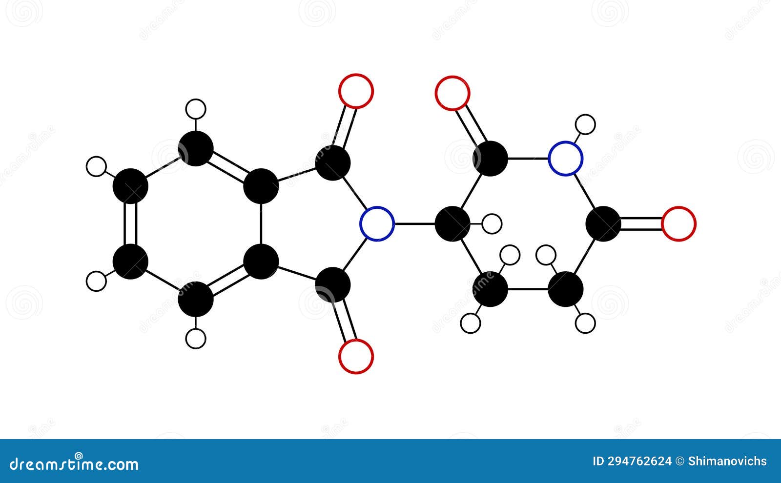 Thalidomide Molecule, Structural Chemical Formula, Ball-and-stick Model ...