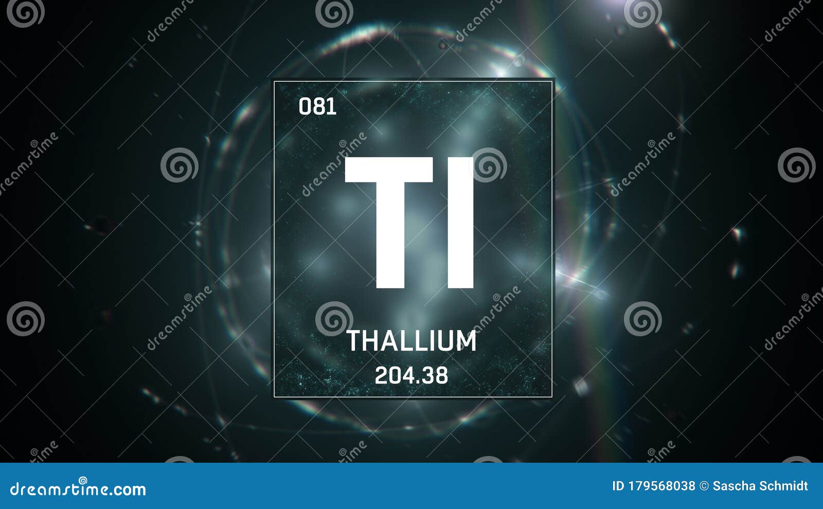 Thallium As Element 81 Of The Periodic Table 3D Illustration On Green ...