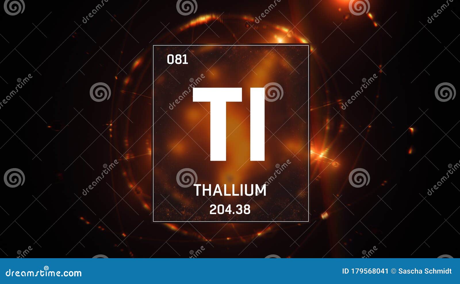 Thallium As Element 81 of the Periodic Table 3D Illustration on Orange ...