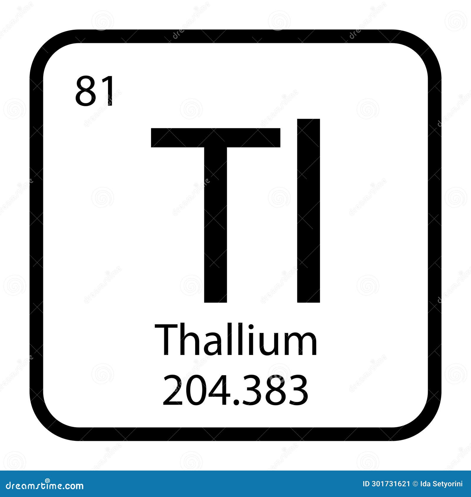 Thallium Icon. Tl Chemical Element. Atomic Number 81. Mass 204.38 ...
