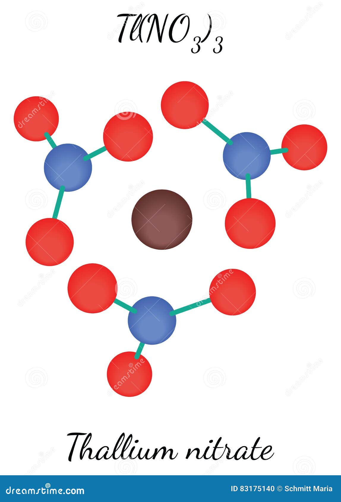 Thallium Nitrate TlN3O9 Molecule Stock Vector - Illustration of icon ...