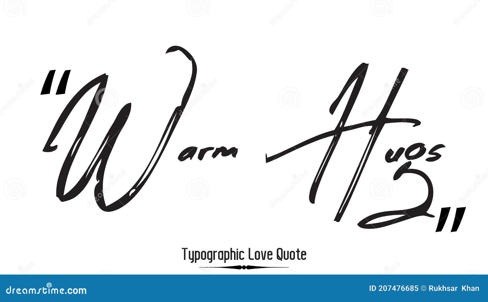 Warm Hugs Greeting Card Design Beautiful Typographic Black Color Text ...