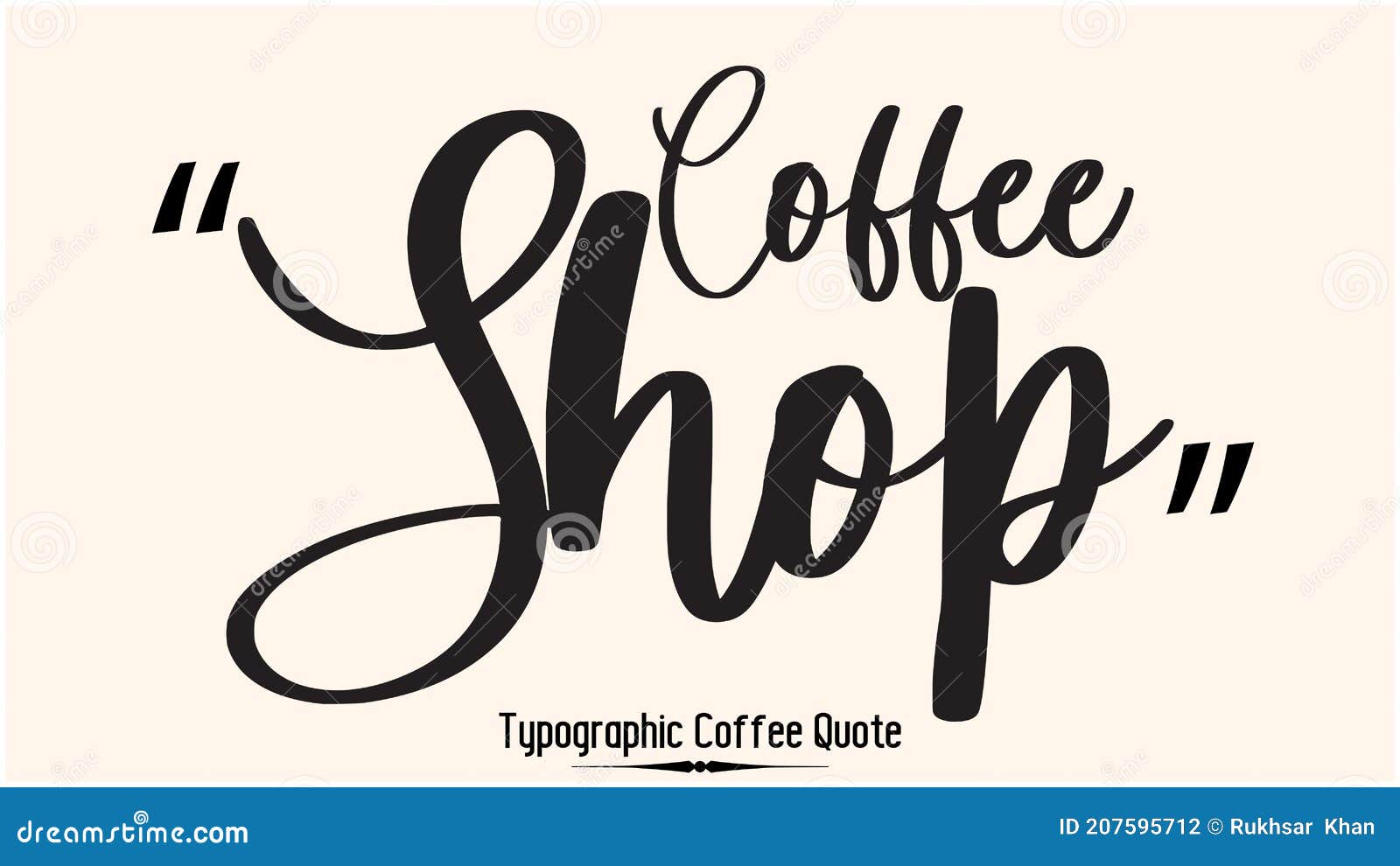 Coffee Shop Beautiful Cursive Typescript Typography Inscription Vector ...