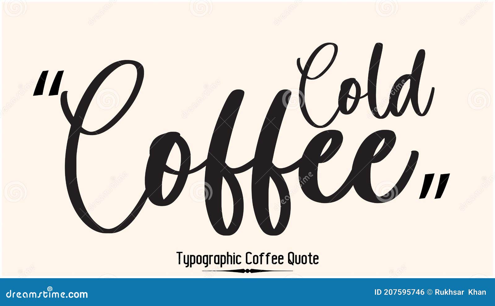 Cold Coffee Beautiful Cursive Typescript Typography Inscription Vector ...