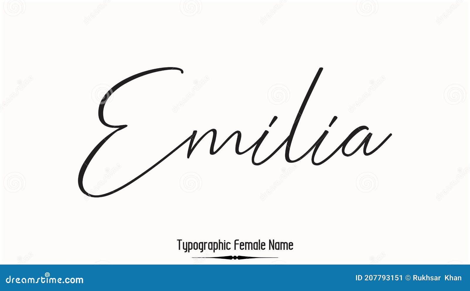 Emilia Female Name - in Stylish Lettering Cursive Typography Text Stock ...