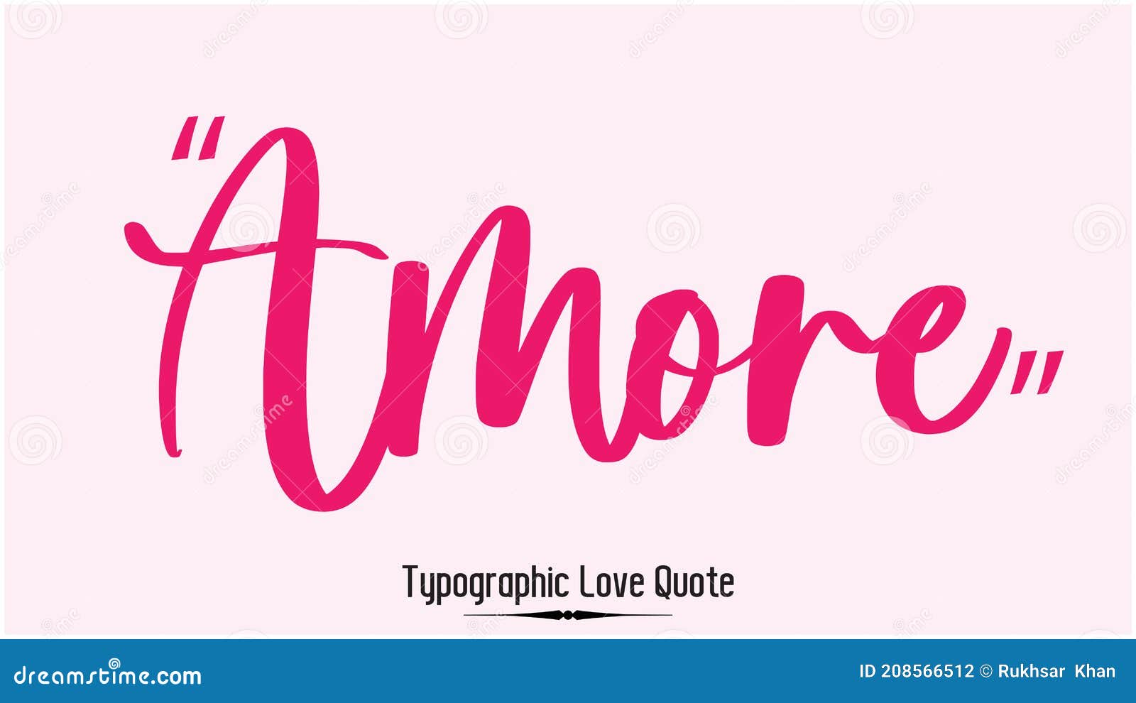 Amore Typographic Pink Color Text Love Quote Valentine Quote on Light ...
