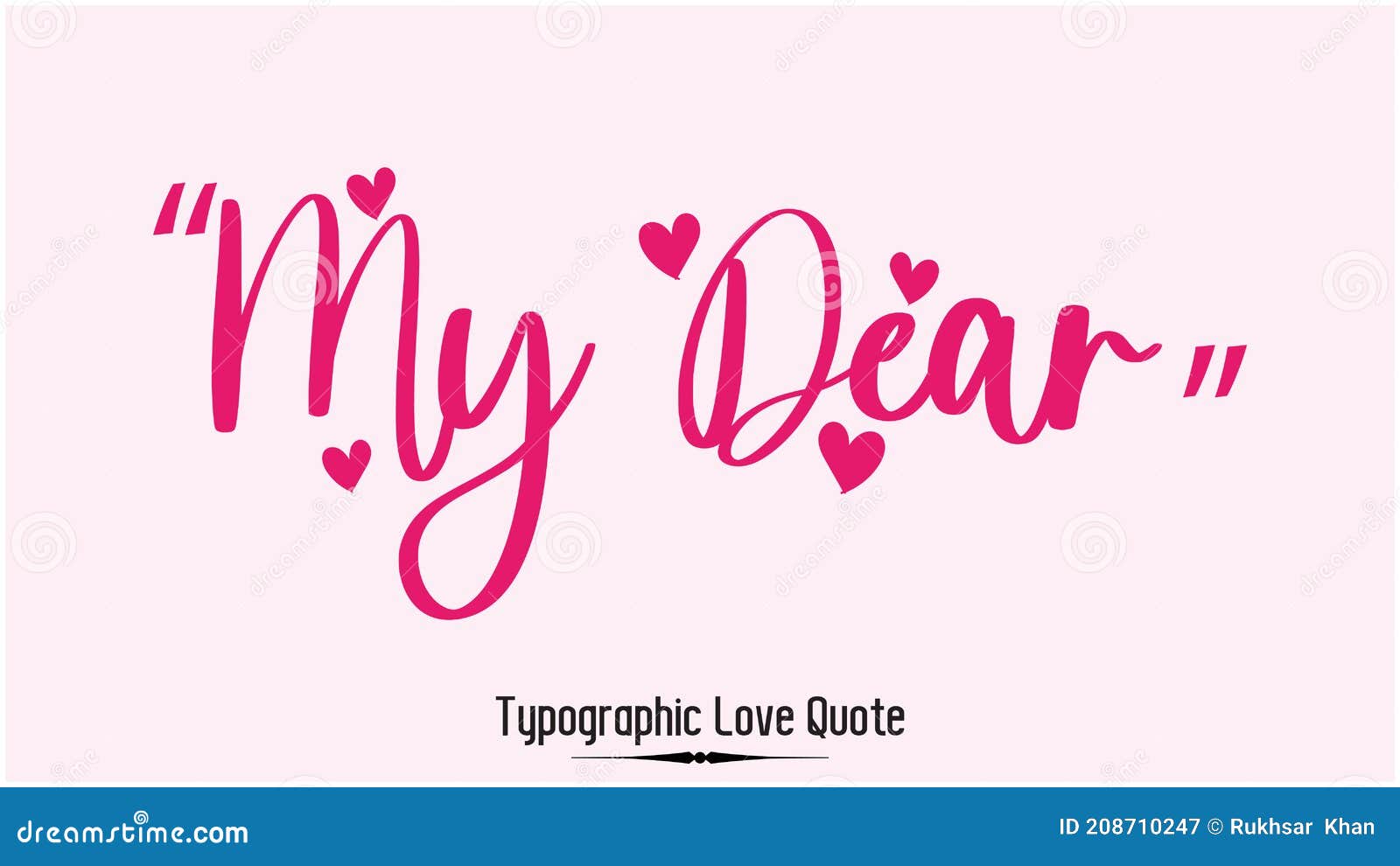My Dear Greeting Card Design Beautiful Typographic Pink Color Text Love ...