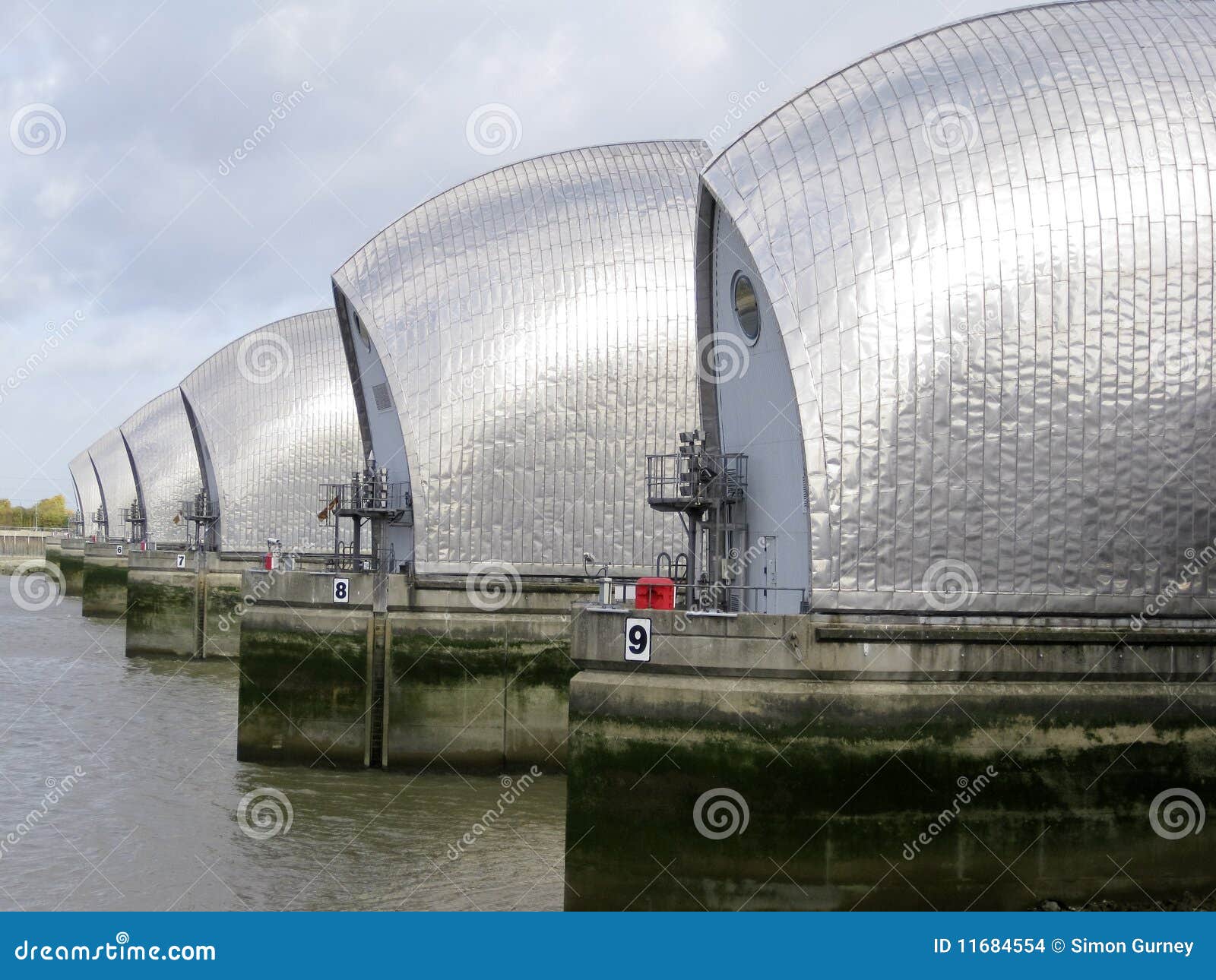 Thames Barrier Flood Defense River Thames London Uk Stock Photo - Image ...