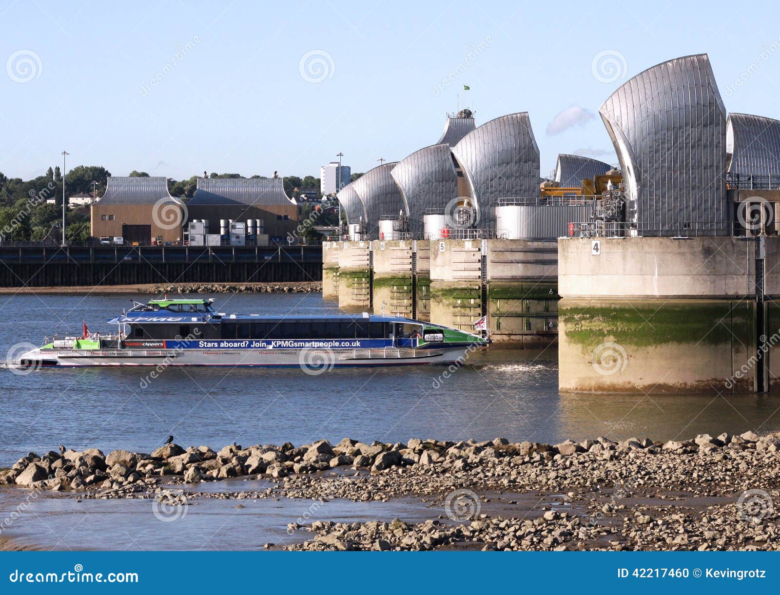 Thames Flood Barrier at Low Tide Editorial Image - Image of floods ...
