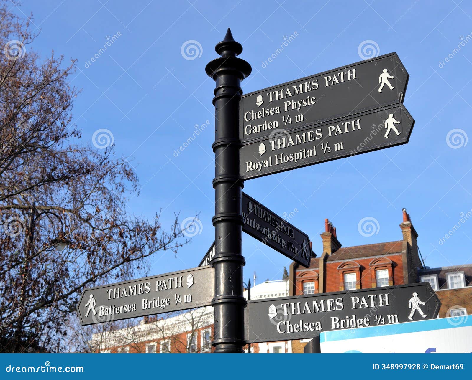 Thames Path Direction Signs Stock Photo - Image of architecture ...
