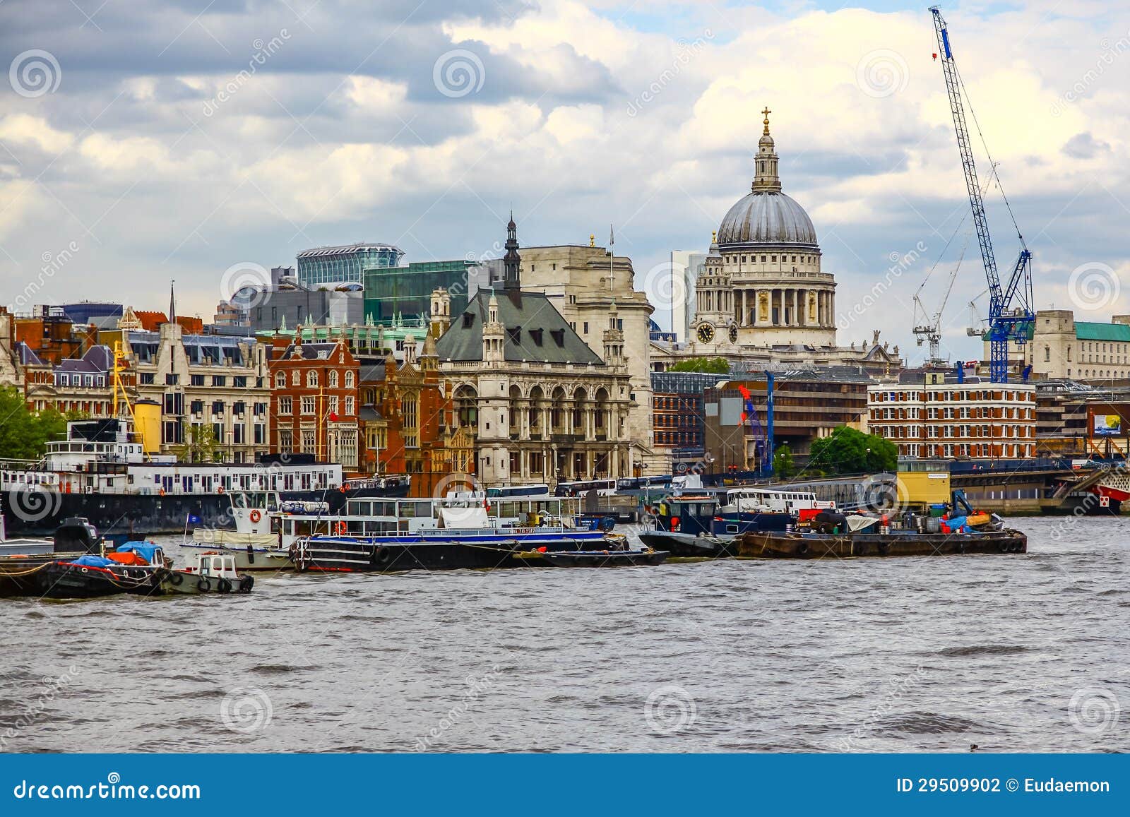 Thames River and London Skyline Stock Photo - Image of monument, barque ...