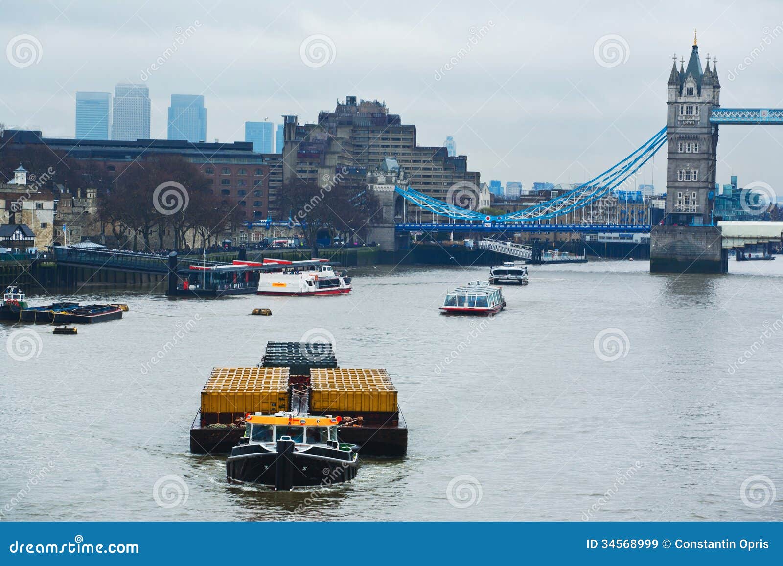 Thames River Transportation Barge Stock Image - Image of carrier ...