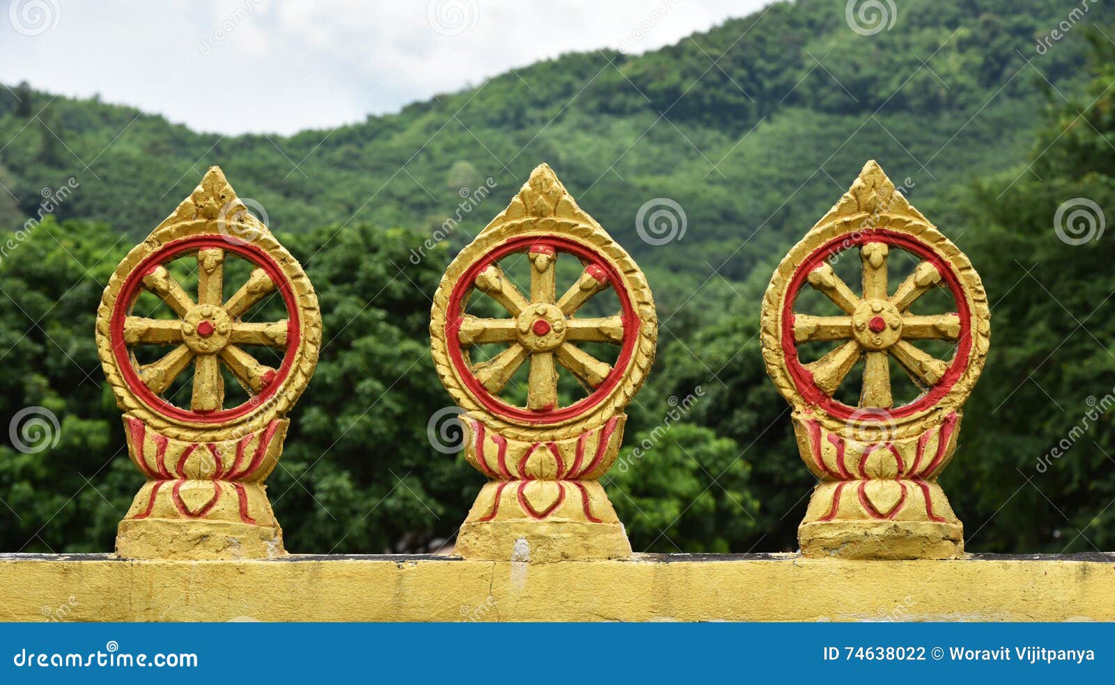 Thammachak stock photo. Image of wheel, dhamma, beautiful - 74638022