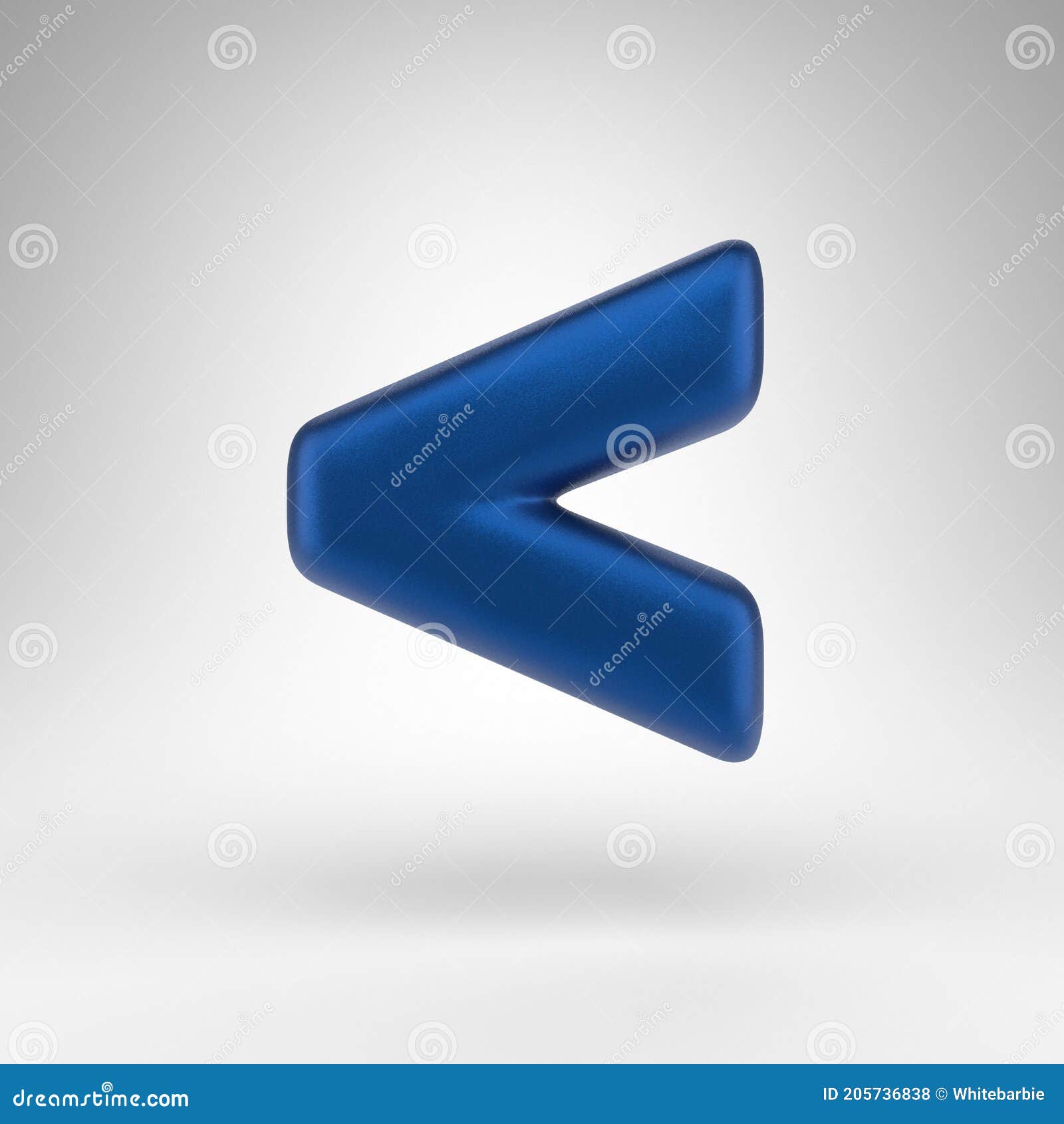 Less Than Symbol On White Background. Anodized Blue 3D Sign With Matte ...
