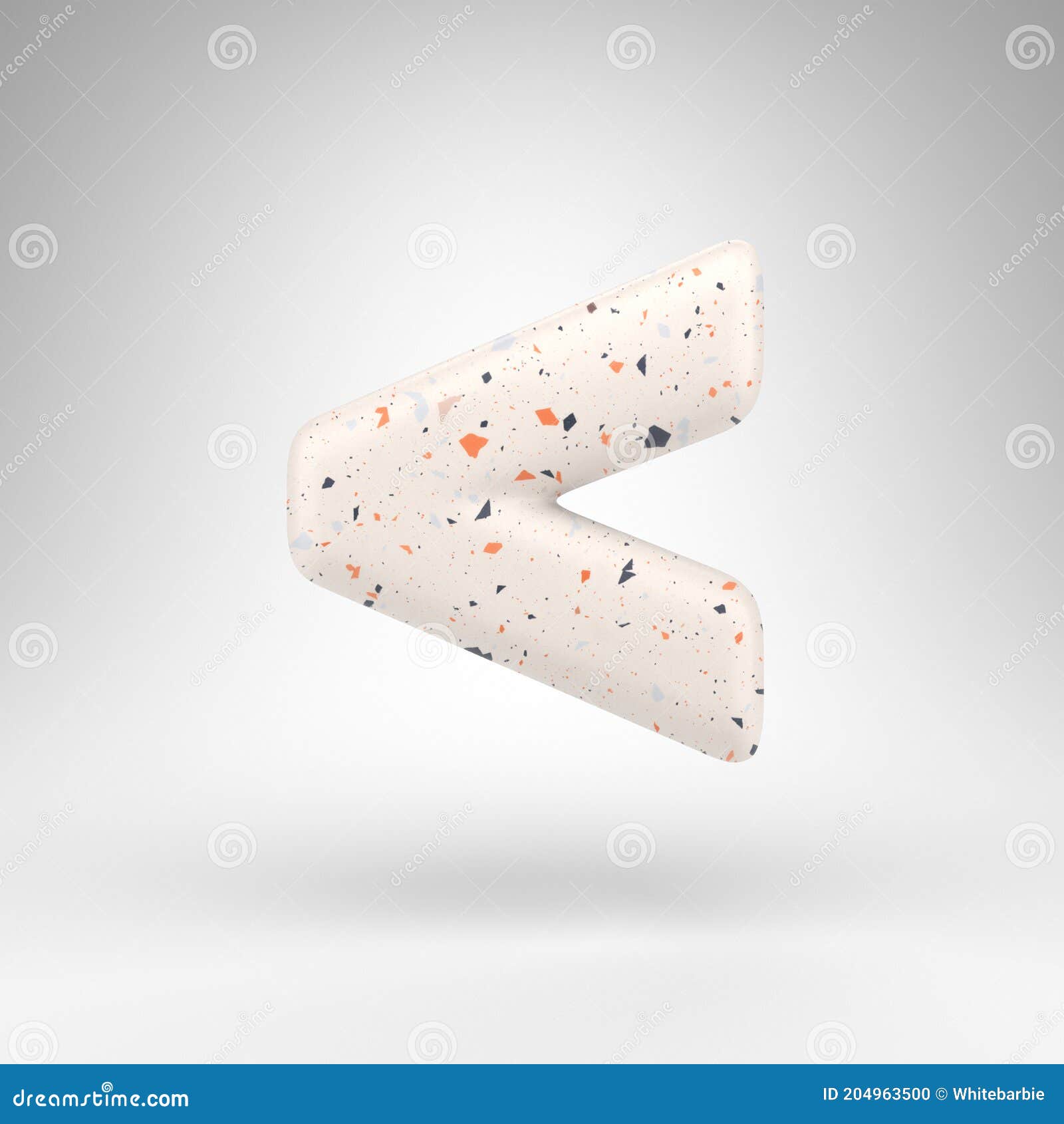 Less Than Symbol on White Background. 3D Sign with Terrazzo Pattern ...