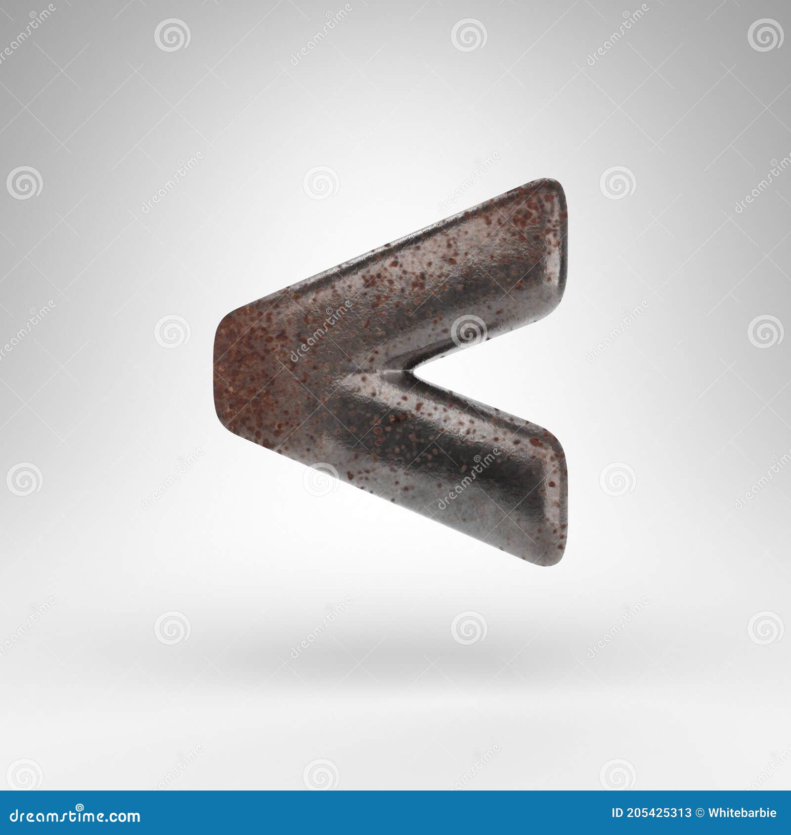 Less Than Symbol On White Background. Rusty Metal 3D Sign With Oxidized ...