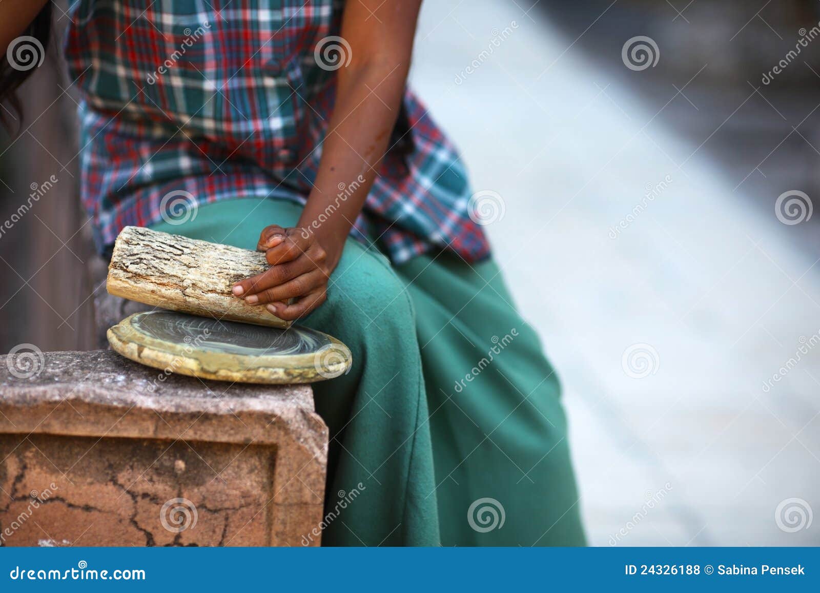 Thanaka Burmese Cosmetic Paste from Ground Tree Ba Stock Photo - Image ...