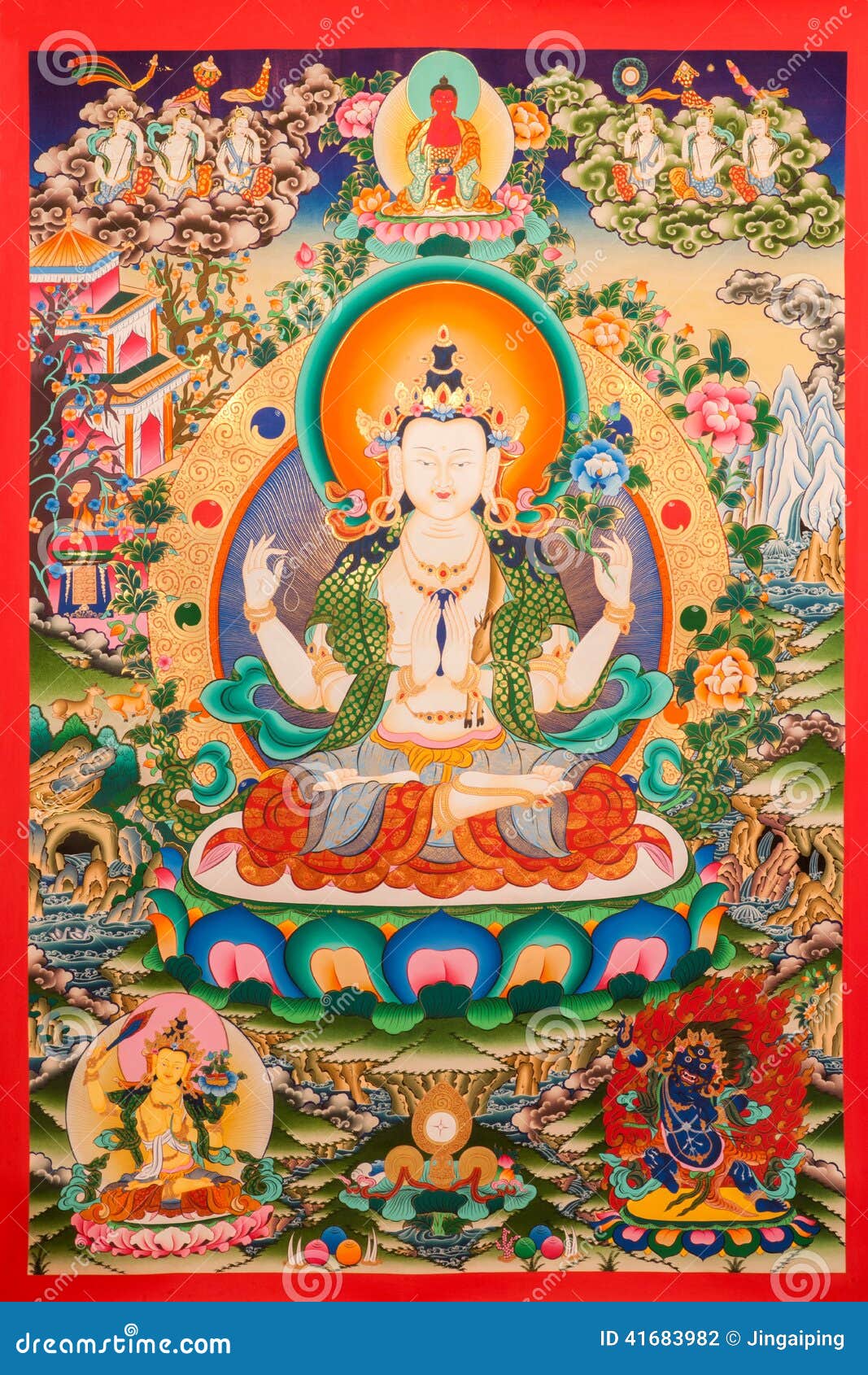 Thangka tibétain photo stock. Image du beau, autonome - 41683982