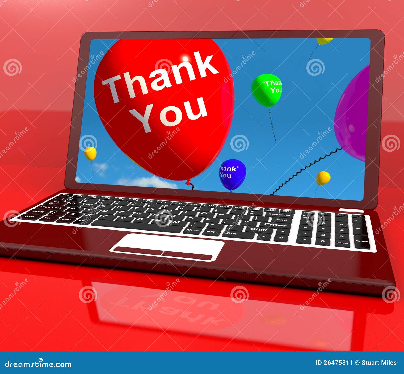 Thank You Balloon on Computer Stock Illustration - Illustration of ...
