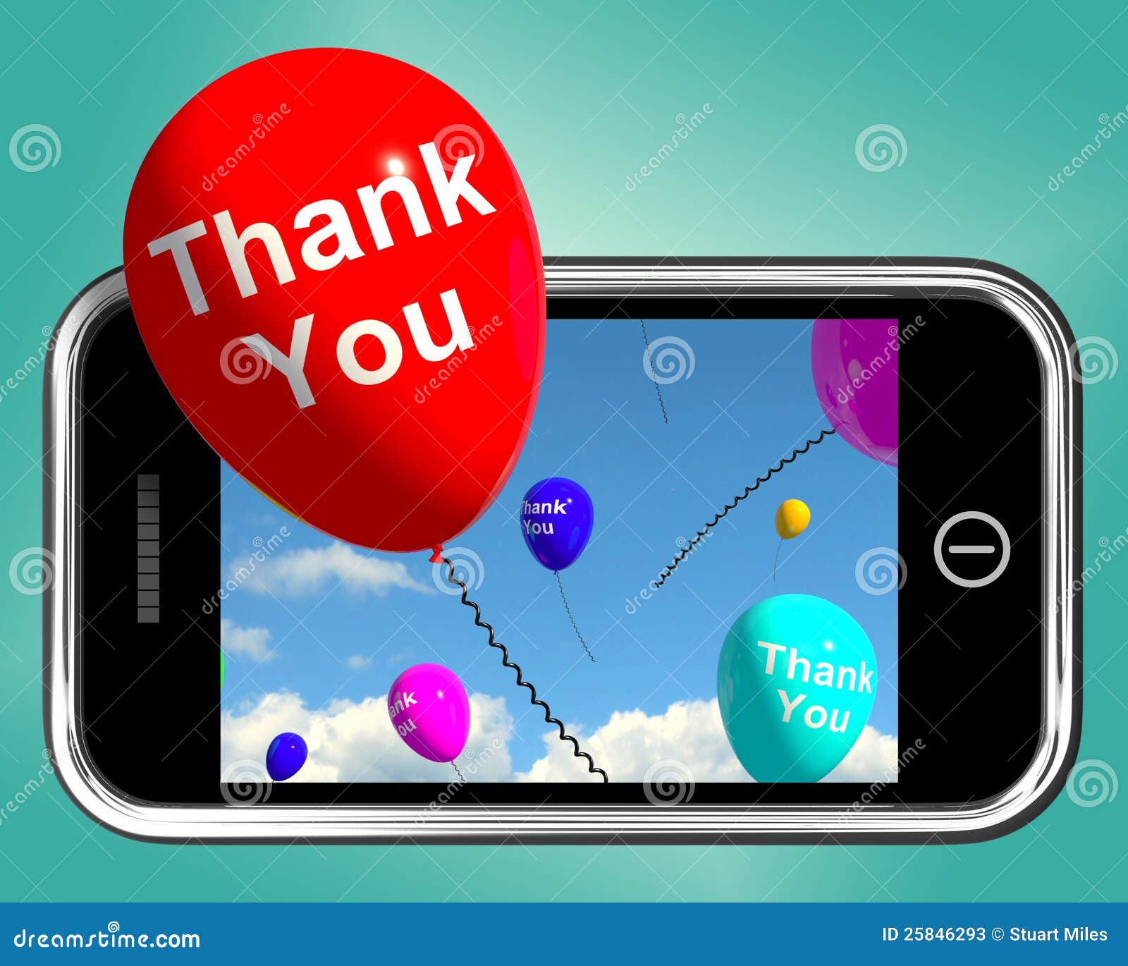 Thank You Balloons Message As Thanks Sent on Mobile Stock Illustration ...