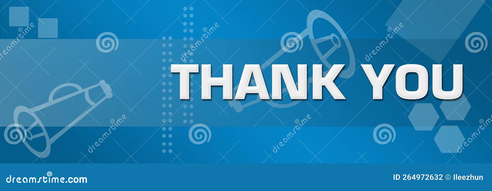 Thank You Blue Background Loudspeaker Text Horizontal Stock ...