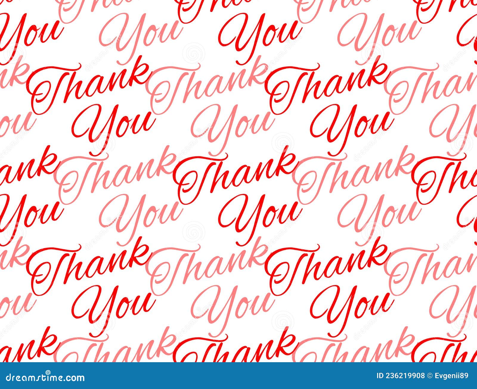 Thank You, Bright Red Script Lettering, Seamless Pattern Stock Vector ...