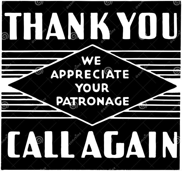 Thank You Call Again 2 stock vector. Illustration of advertisements ...