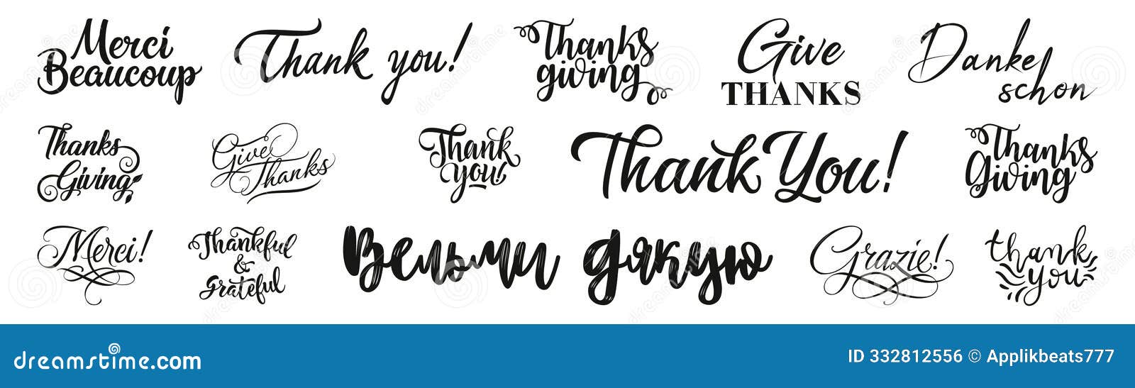 Thank You Calligraphy Text Inscription in Different Language. Thank You ...