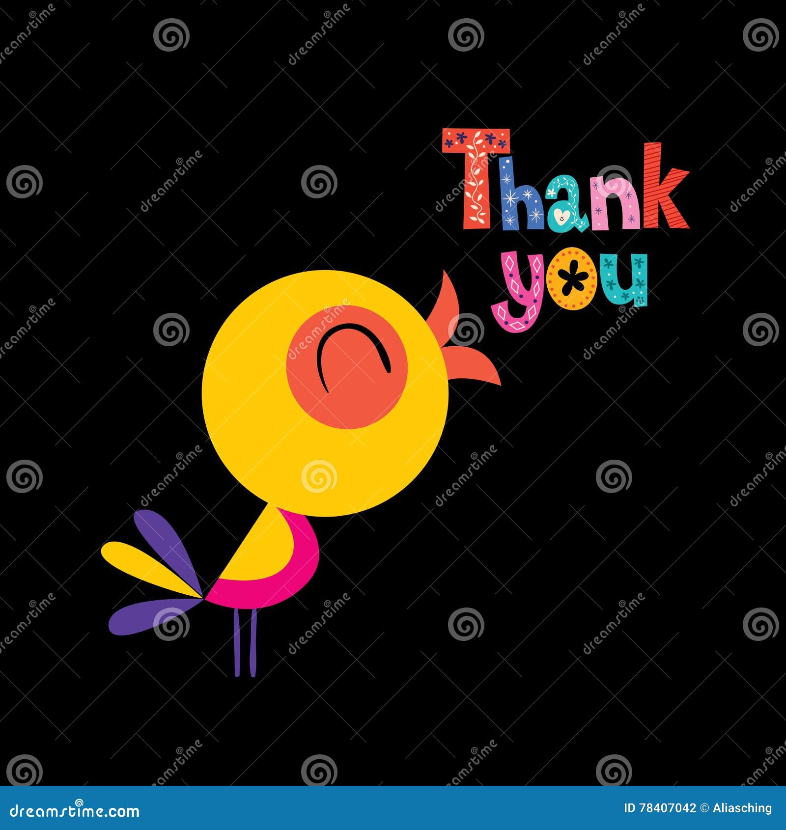 Thank you card stock vector. Illustration of black, greeting - 78407042