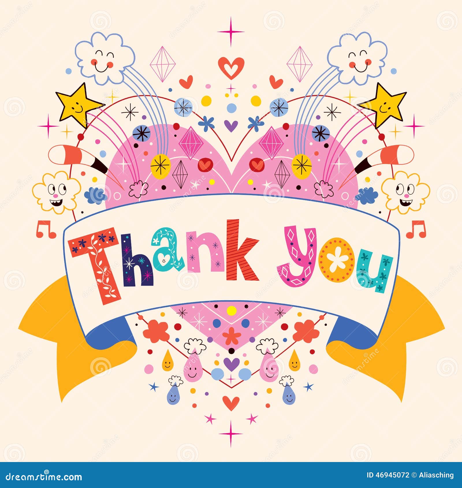 Thank You Card Design Cartoon Vector | CartoonDealer.com #82170685