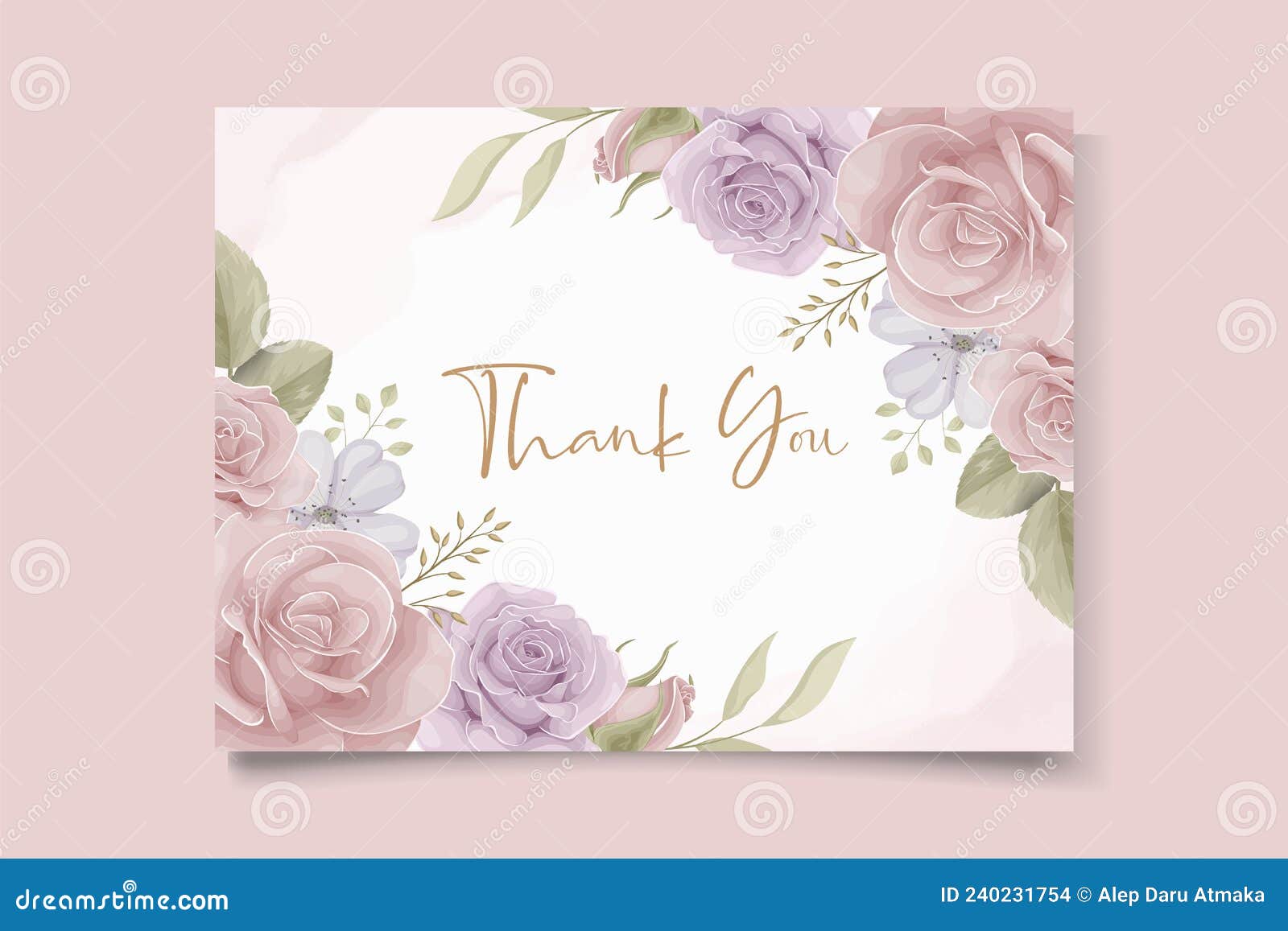 Thank You Card Design on a Flower Theme Stock Vector - Illustration of ...