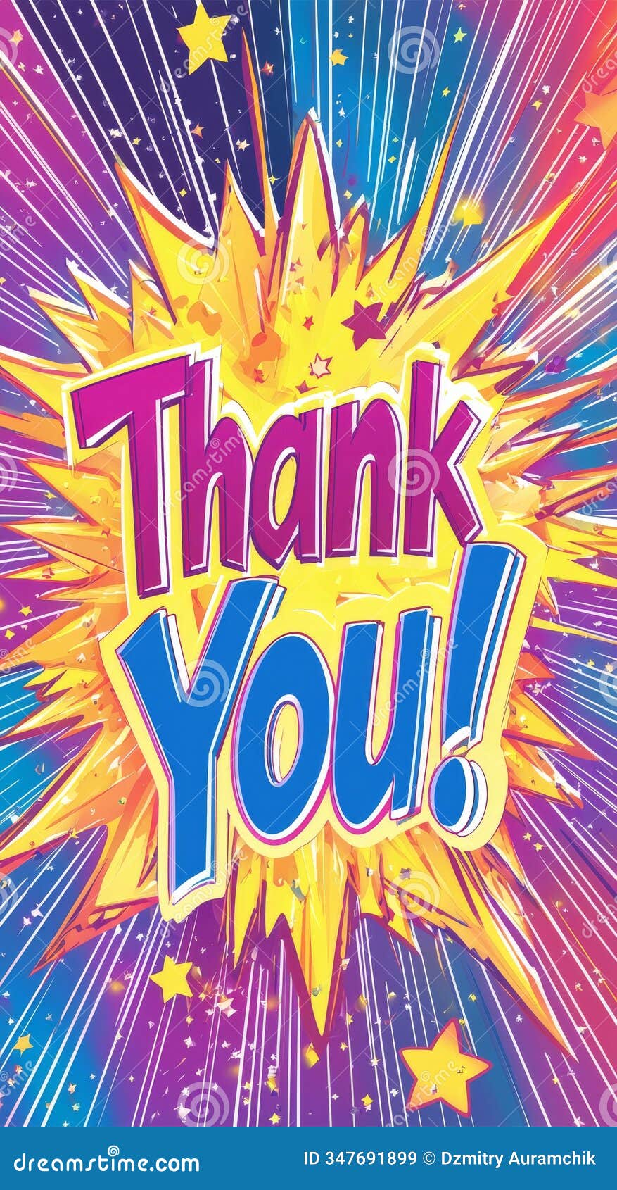 A Thank You Card Featuring a Vibrant Explosion Design in a Playful ...