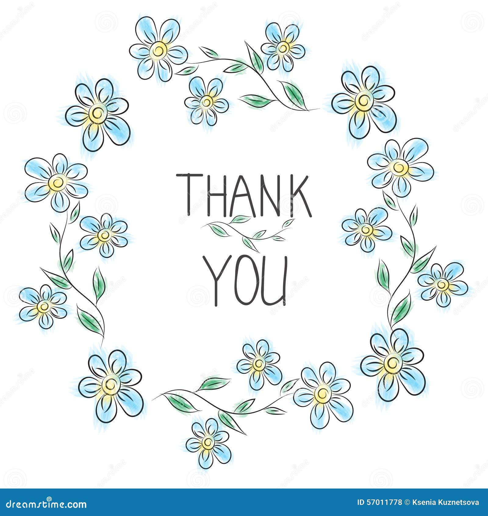Thank You Card. Stylish Floral Frame with Text Stock Vector ...