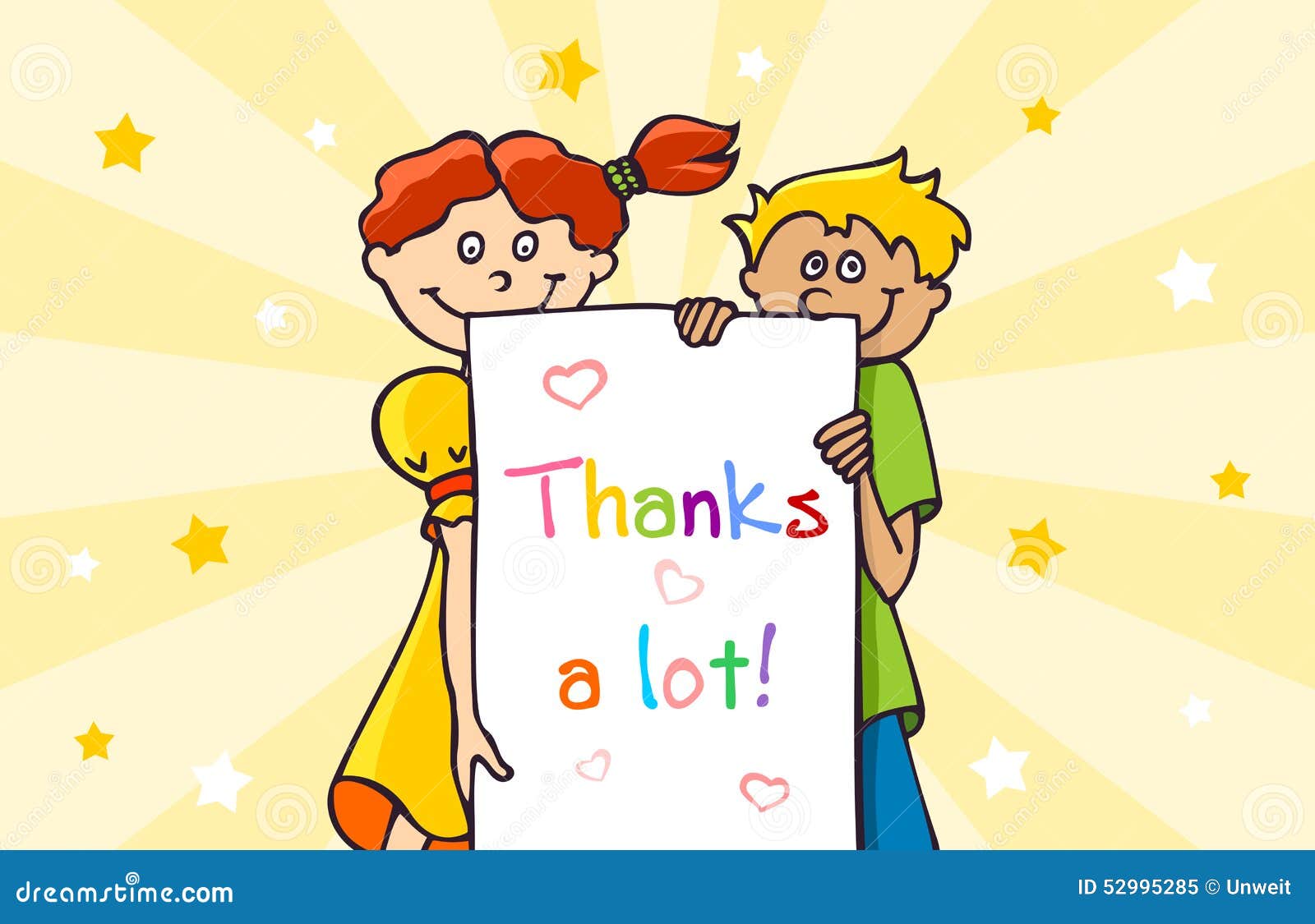 Kids Gratefulness Thank You Card Cartoon Vector | CartoonDealer.com ...