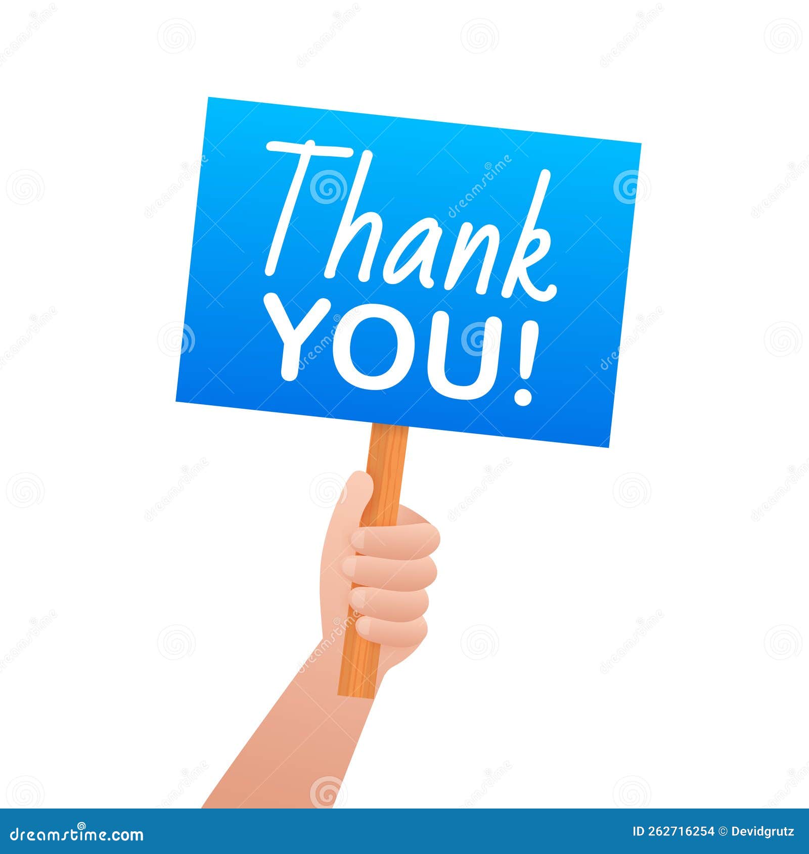 Thank You Cartoon Poster With Hand Holding Placard For Banner Design