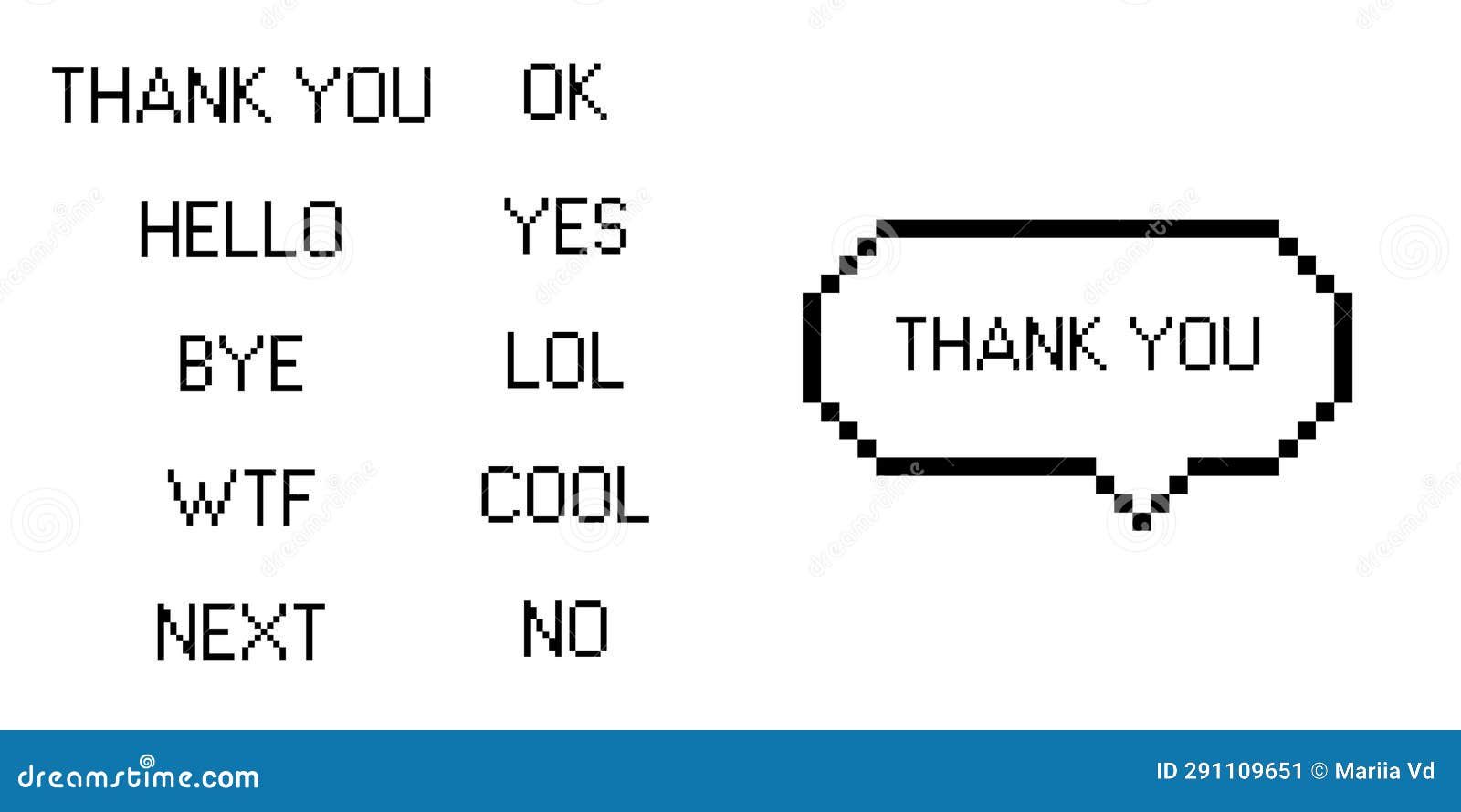 Thank You Comic Speech Cloud Vector Pixel Art Icon. Retro Chat Balloon ...