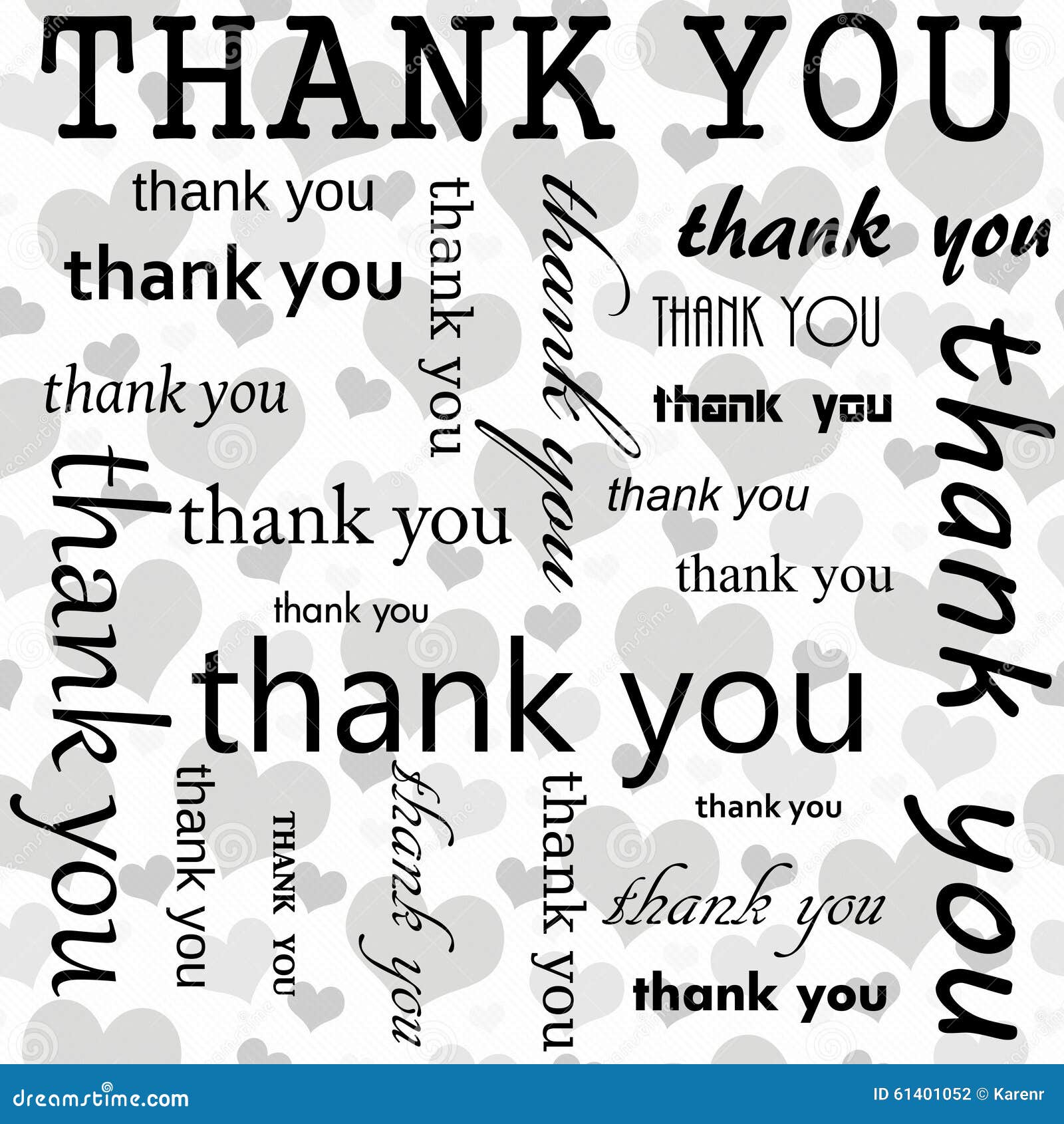 Thank You Design with Gray and White Hearts Tile Pattern Repeat Stock ...