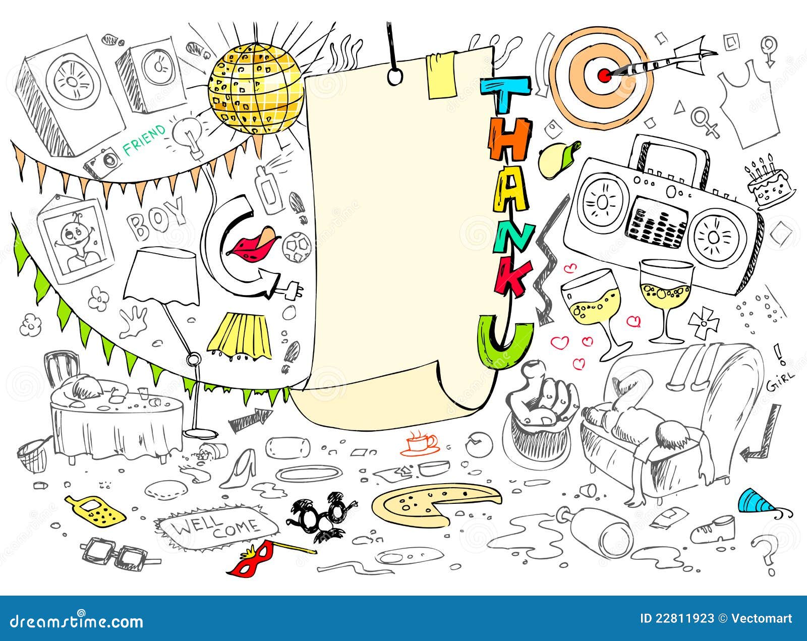 Thank You Doodle stock vector. Illustration of food, letter - 22811923