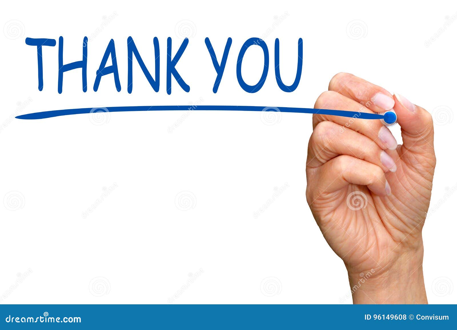 Thank You - Female Hand Writing Blue Text Stock Photo - Image of ...
